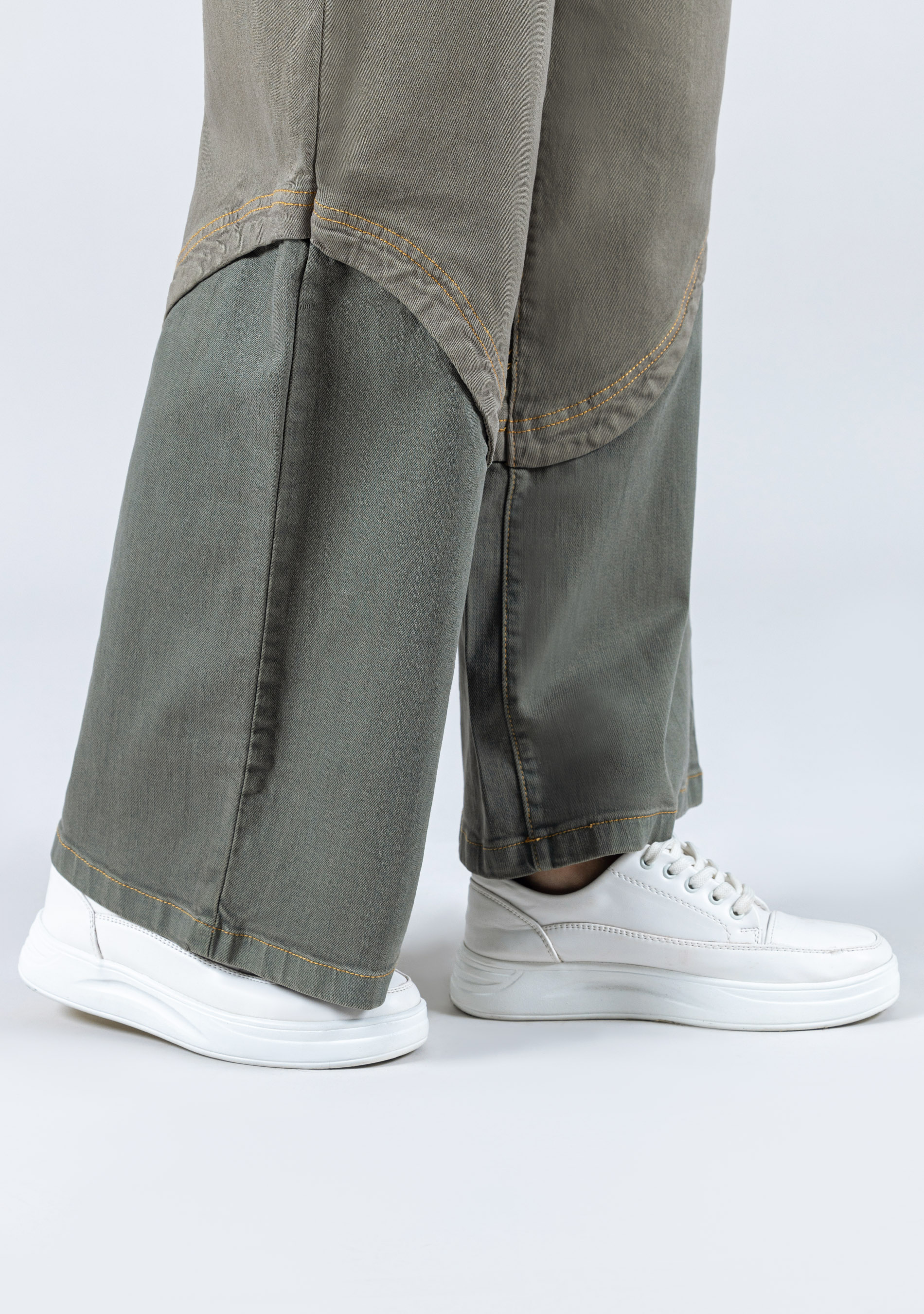 Grey Wide Leg Two Tone Panel Fashion Women's Jeans - Buy Online in ...